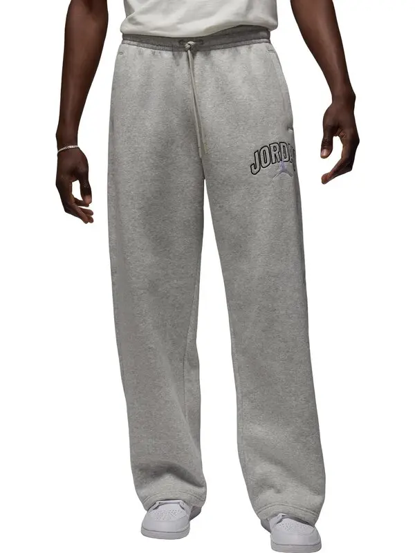 JORDAN Brooklyn Fleece Oversized Open-hem Pants - Grey