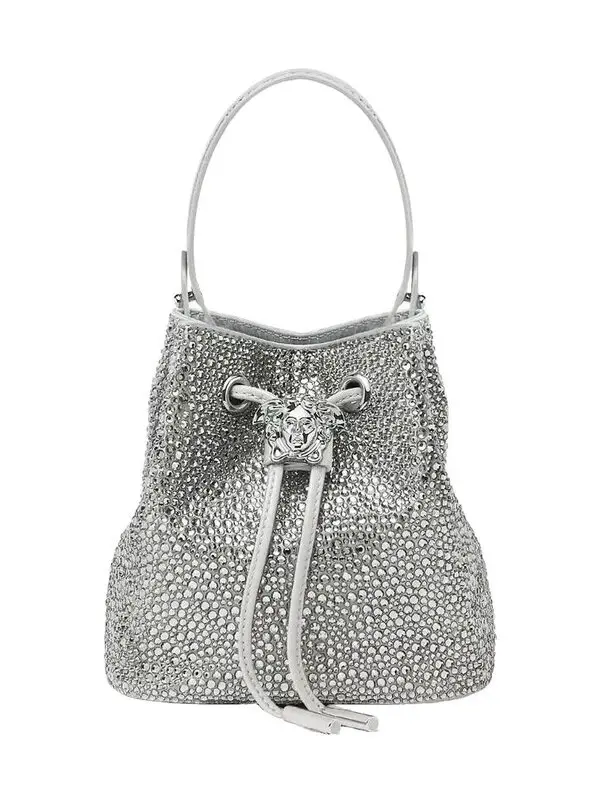 Versace La Medusa Mini Bucket Bag With Crystal Embellishments - Silver
