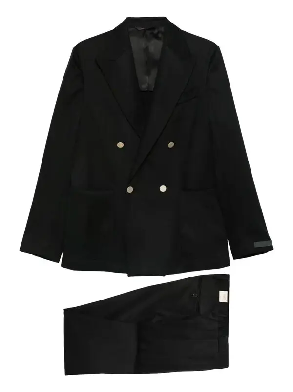 BRIGLIA 1949 Bolgheri Wool Double-breasted Suits - Black