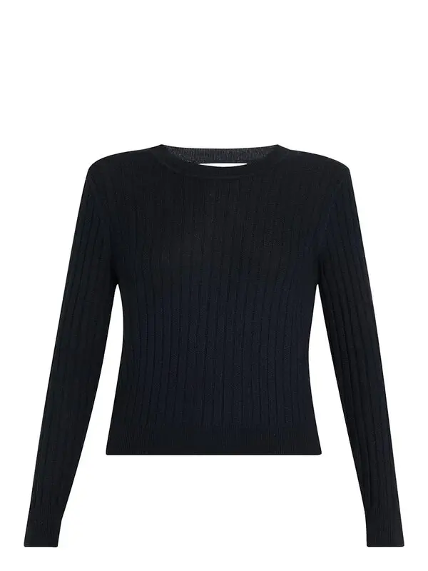 Veronica Beard Cheval Ribbed Wool Sweater - Navy