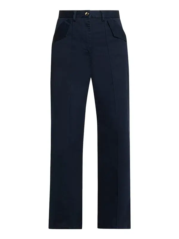 RÙADH The Odette Pintuck Straight-leg Sateen Pants - Navy