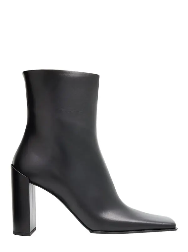 Alaïa Square Calfskin Leather Ankle Boots - Noir