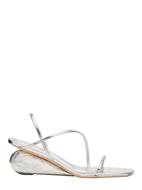 Simkhai Bridget Metallic Wedge Strappy Sandals - Silver