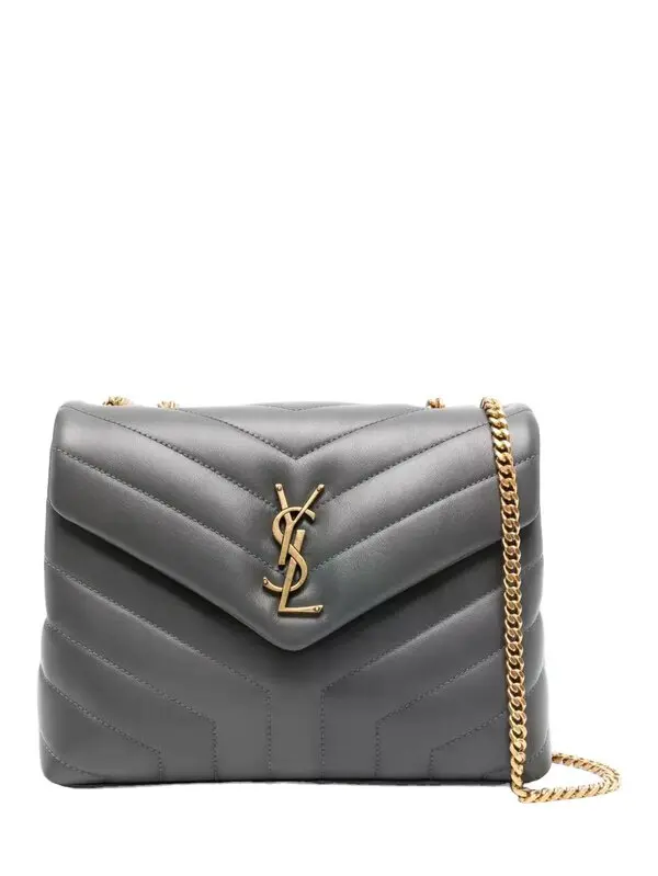 Saint Laurent Loulou Logo-plaque Shoulder Bag - Grey