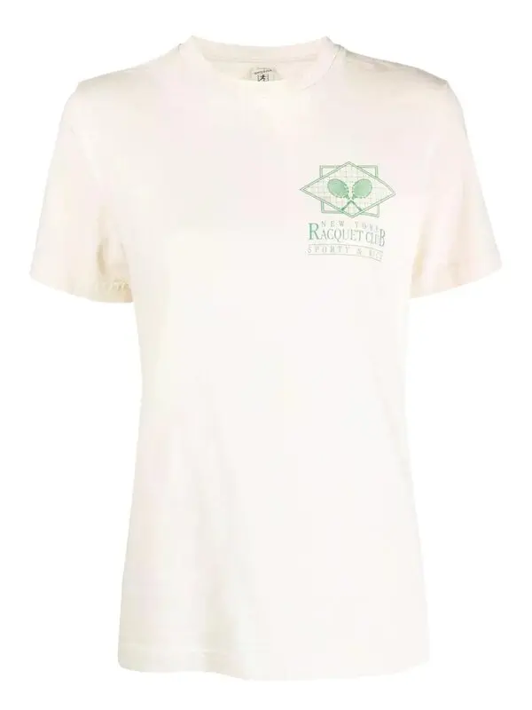 SPORTY & RICH Graphic-print Cotton T-shirt - Neutrals