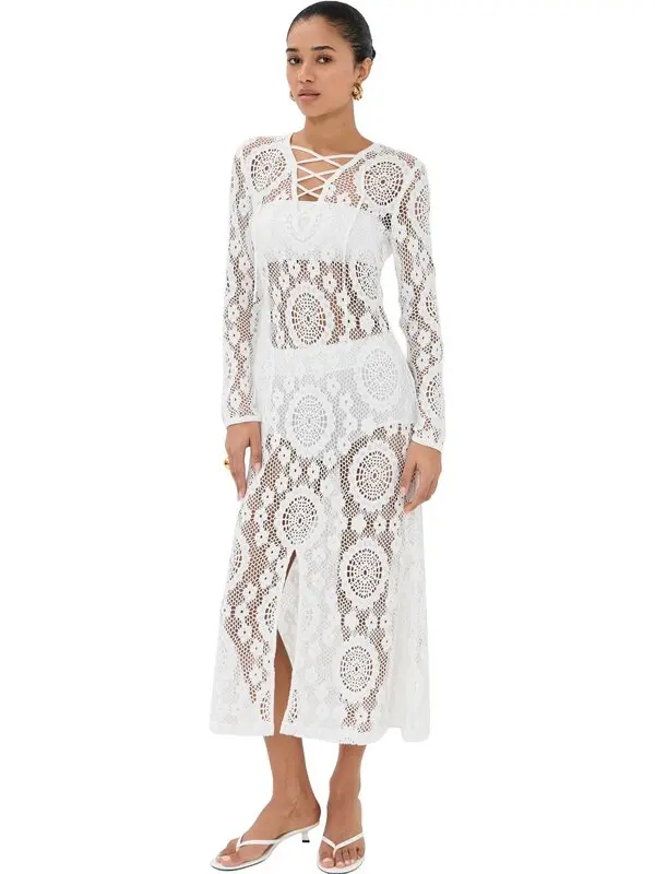 Simkhai Hawthorne Lace Midi Dress - White