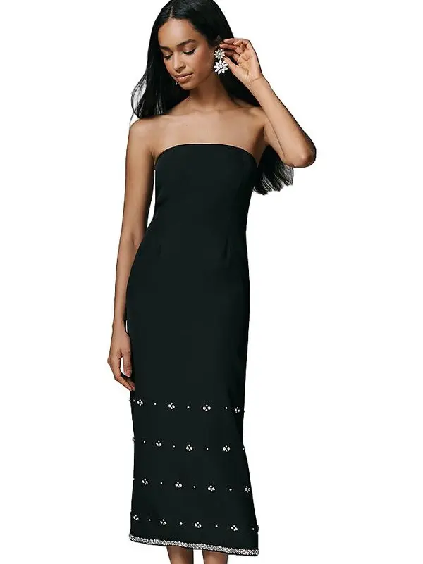 4TH & RECKLESS Strapless Embellished Midi Dress - Black