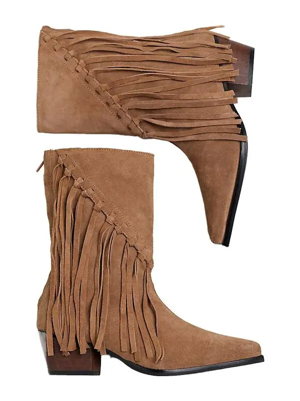 Matisse Fringe Suede Boots - Tan Brown