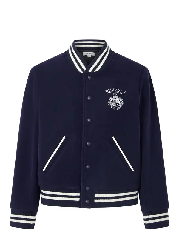 SPORTY & RICH Beverly Hills Crest Varsity Jacket - Blue