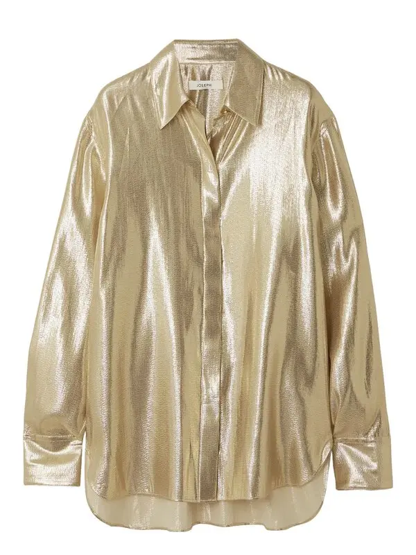 JOSEPH Capri Metallic Silk-blend Shirt - Gold
