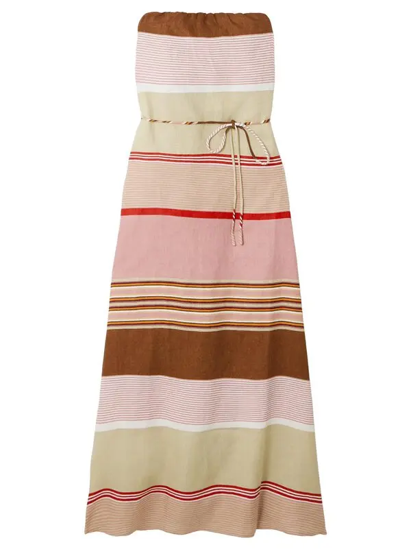 Faithfull The Brand Yolina Strapless Striped Linen Maxi Dress - Multi