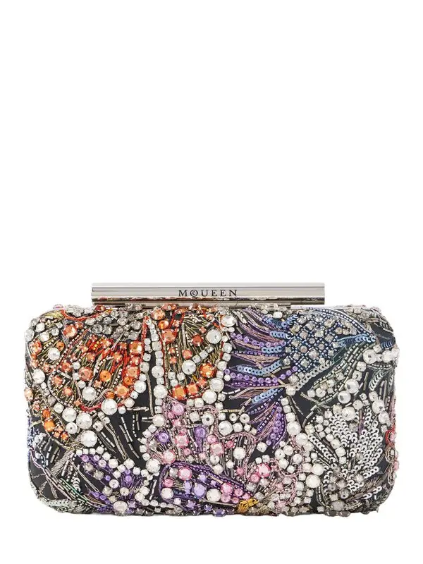 Alexander McQueen Embellished Leather Clutch - Silver