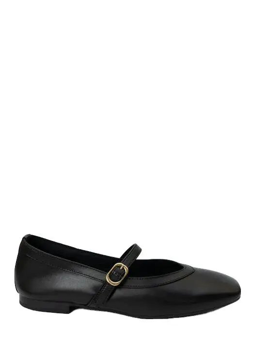 MENINA STEP Greta Leather Mary Jane Flat - Black