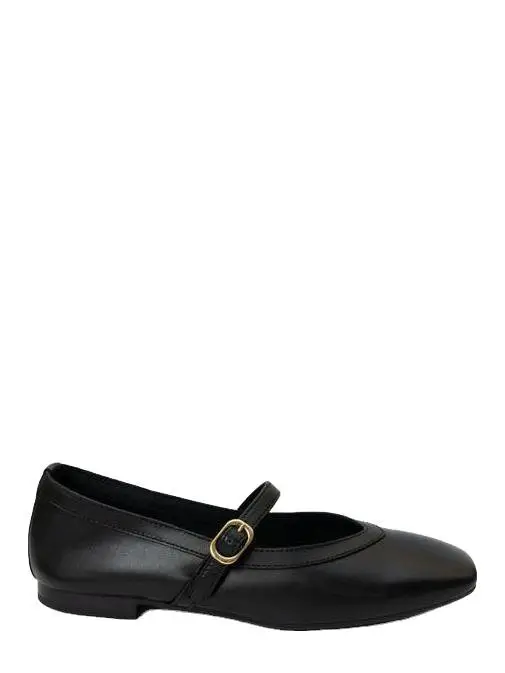 MENINA STEP Greta Leather Mary Jane Flat - Black