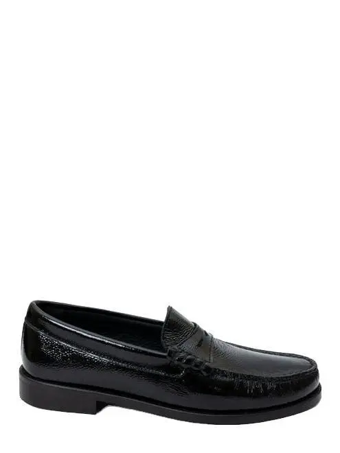 MENINA STEP Mila Leather Penny Loafer - Black Crinkled