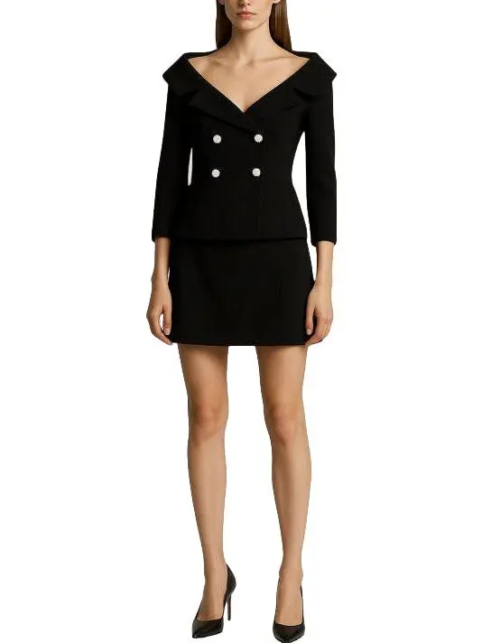 NOCTURNE Double-breasted Structured Jacket - Black