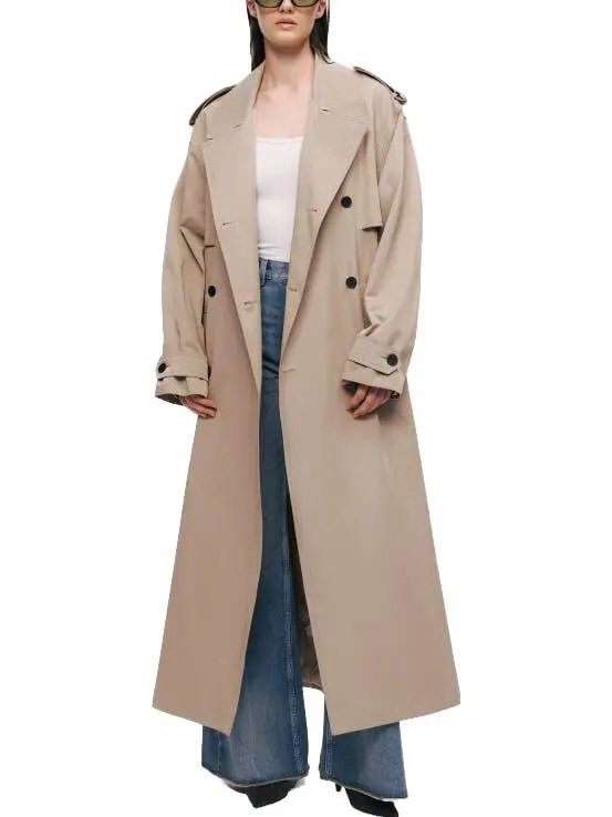 NOCTURNE Oversized Double-breasted Trench Coat - Beige