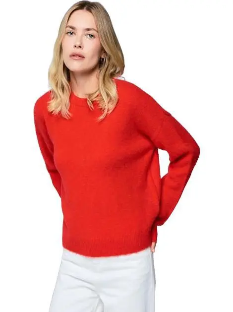 Majestic Filatures Wool Cashmere Knit Crewneck Pullover Sweater - Carmin
