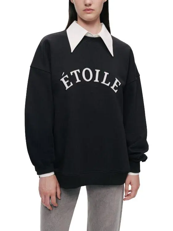 NOCTURNE Woven Text Logo Sweatshirt - Black