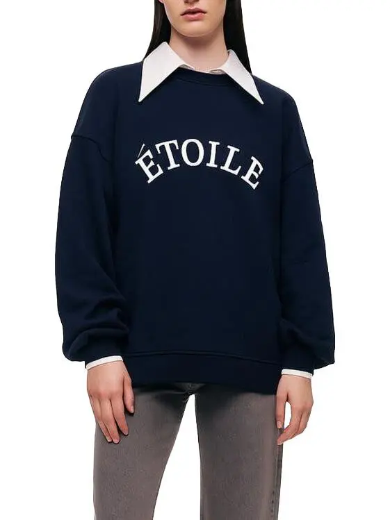 NOCTURNE Woven Text Logo Sweatshirt - Navy Blue