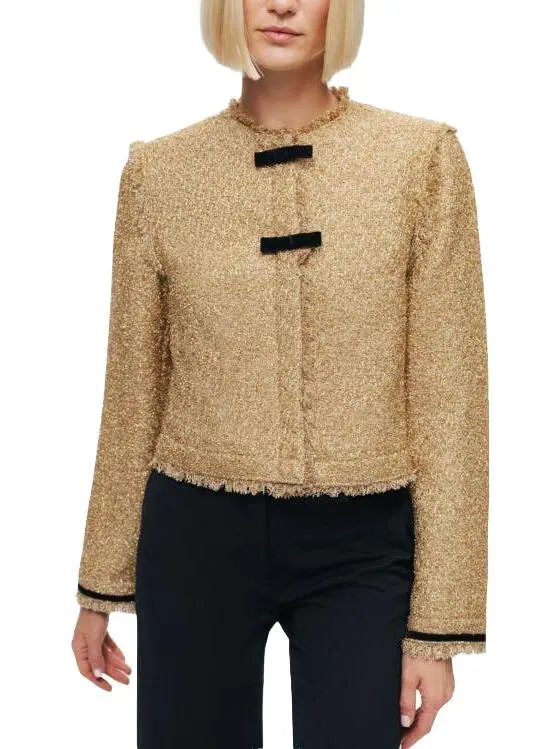 NOCTURNE Textured Cropped Jacket - Gold