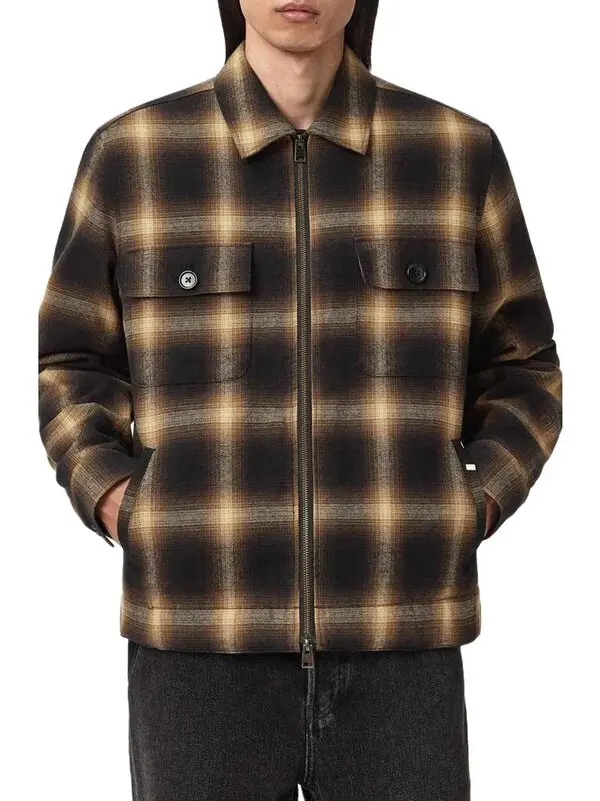 ALLSAINTS Mathers Plaid Zip Jacket - Trail Brown