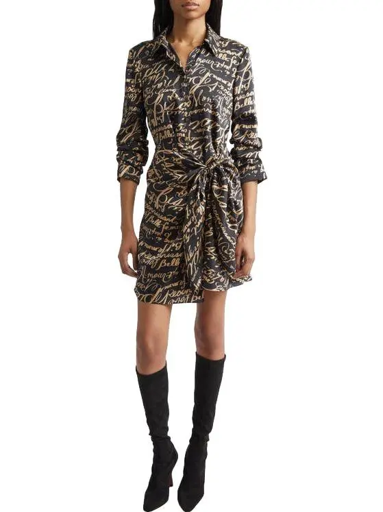 Cinq À Sept Love Journal Jacey Long Sleeve Shirtdress - Black/khaki