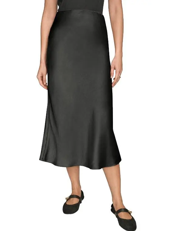 Donna Karan New York Satin Midi Skirt - Black