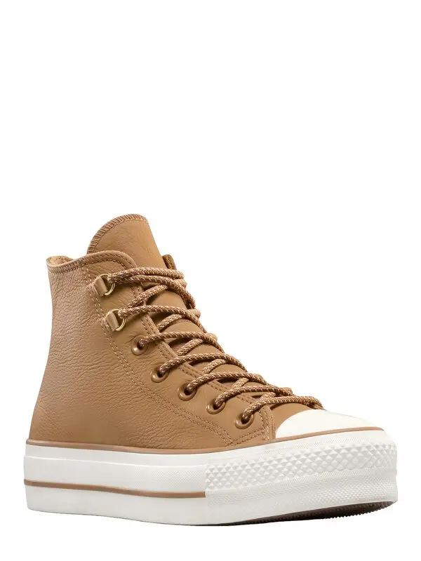 CONVERSE Chuck Taylor All Star Lift Leather High Top Platform Sneakers - Incensed/egret/gold