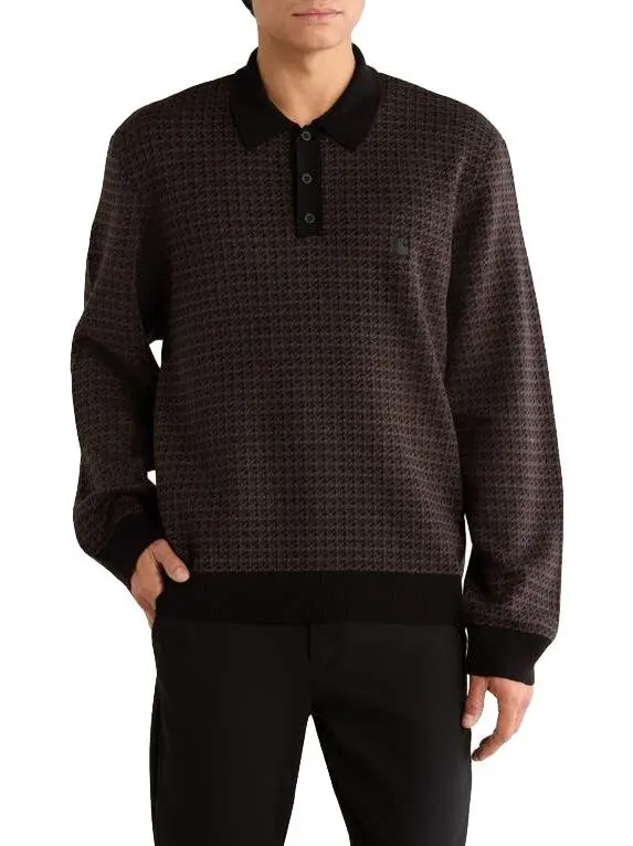 Carhartt Work In Progress Lowis Polo Sweater - Black Multi Houndstooth