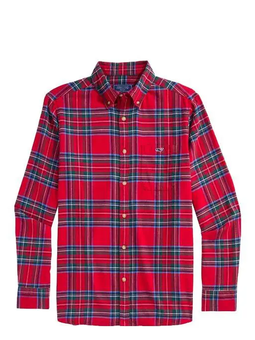 Vineyard Vines Winterberry Plaid Cotton Flannel Button-down Shirt - Red Velvet