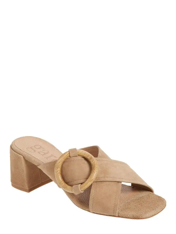 PEDRO GARCIA Uxia Leather Slide Sandal - Beige Plush Suede-oak