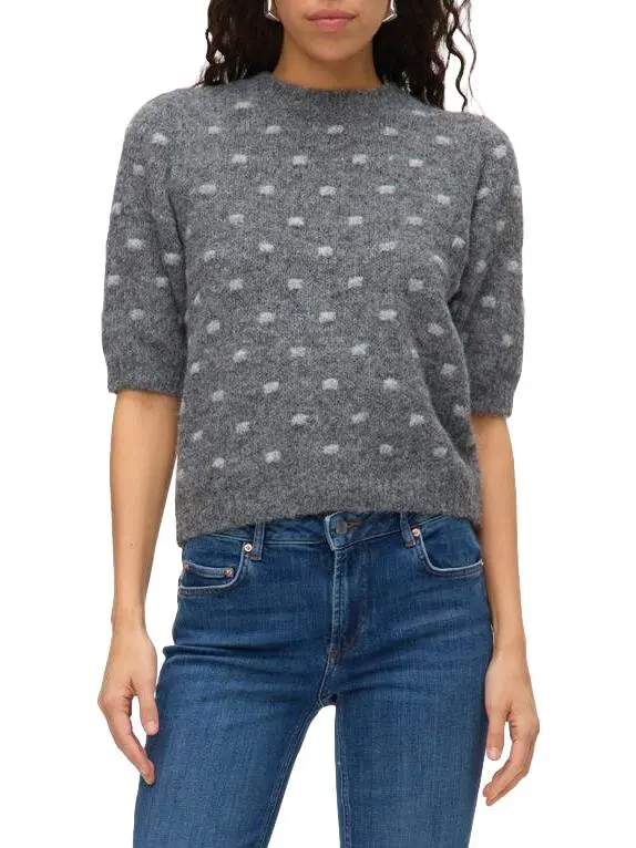 Vero Moda Novah Dotty Crewneck Sweater - Dark Grey Melange De