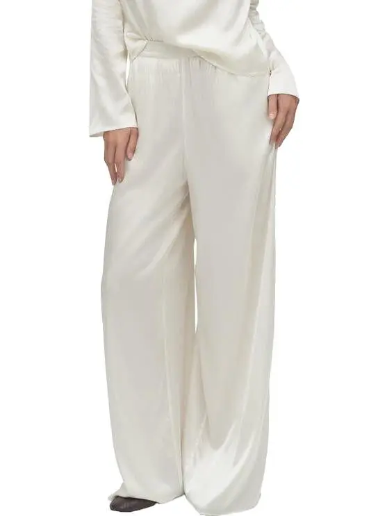 FAVORITE DAUGHTER Tribeca Wide Leg Satin Pants - Ivory