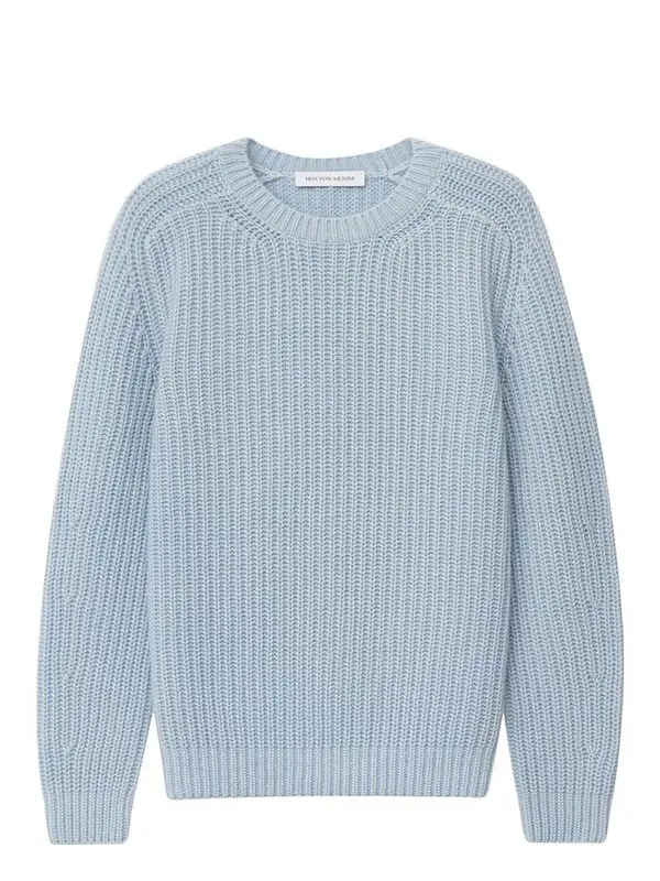 Iris Von Arnim Stonewashed Cashmere Rib-knit Sweater - Light Blue