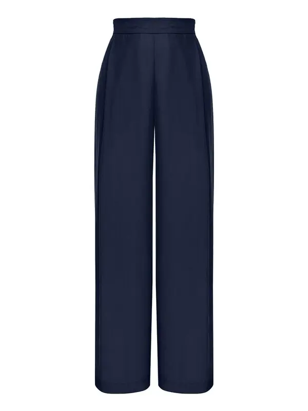 DI STAVNITSER Relax Silk Habotai Wide-leg Pants - Navy