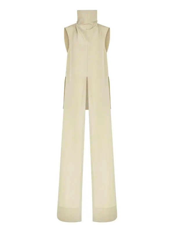 DI STAVNITSER Dahlia Draped Linen-silk Top - Neutral