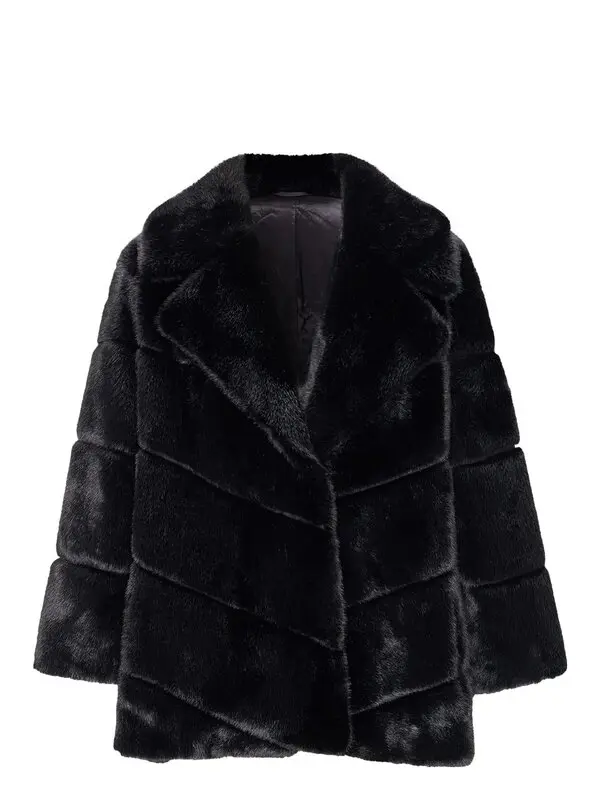 LYLA GRANT Leopard Print Faux Mink Coat - Black
