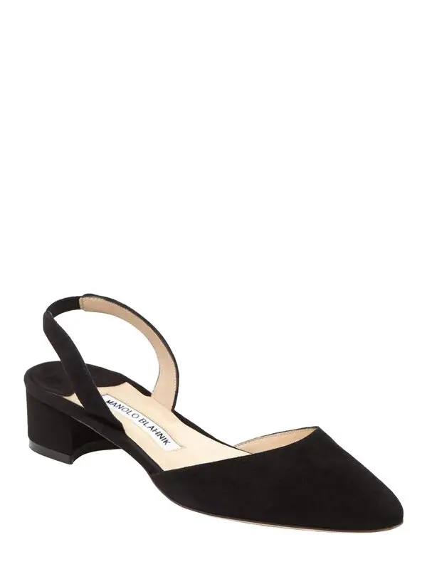 Manolo Blahnik Aspro Suede Slingback Pumps - Black