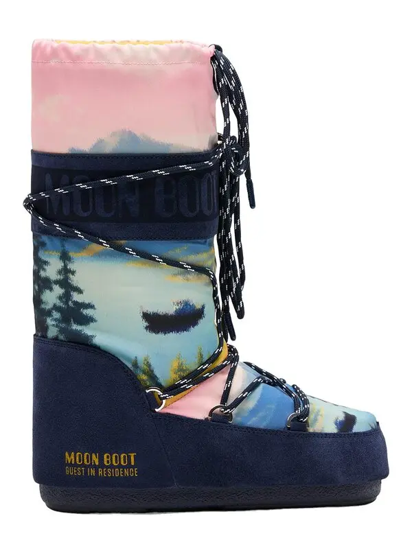 Moon Boot X Guest In Residence Icon Horse-printed Snow Boots - Midnight