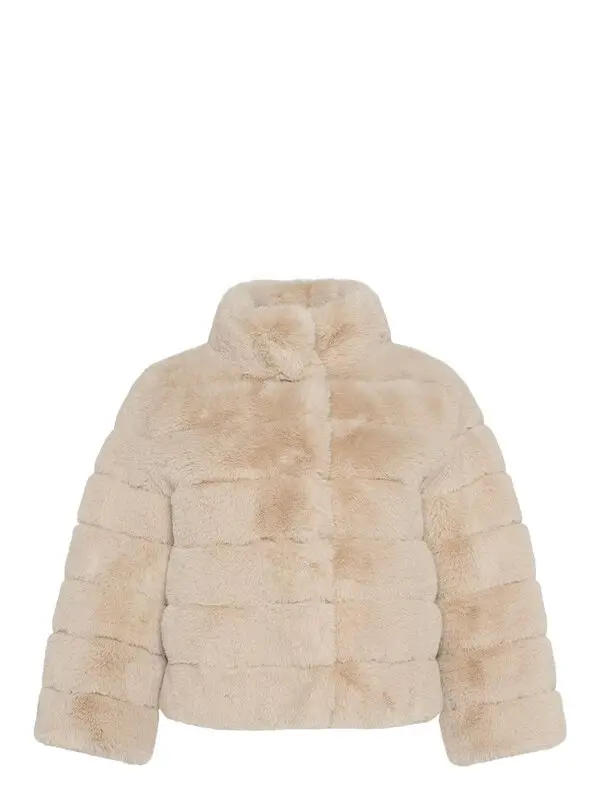 LYLA GRANT Fur-free Short Faux Rabbit Coat - Beige