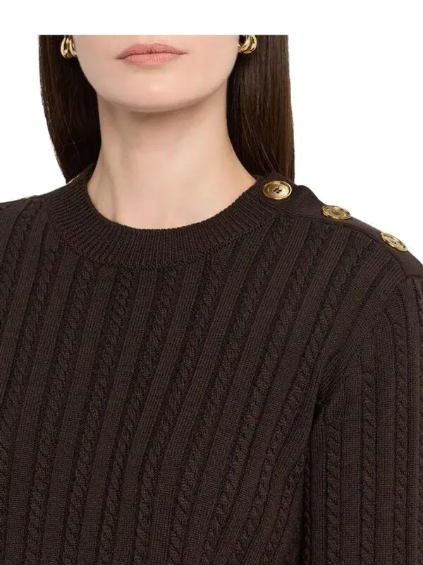GOLDEN GOOSE Ofra Cable-knit Button Sweater - Brown