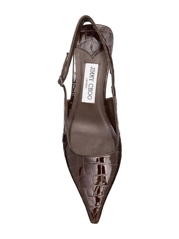 JIMMY CHOO 50mm Amel Croc-embossed Slingback Pumps - Sambuco