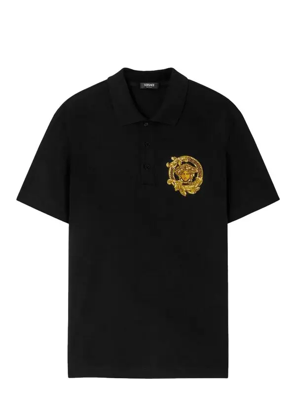 Versace Medusa-appliqué Polo Shirt - Black