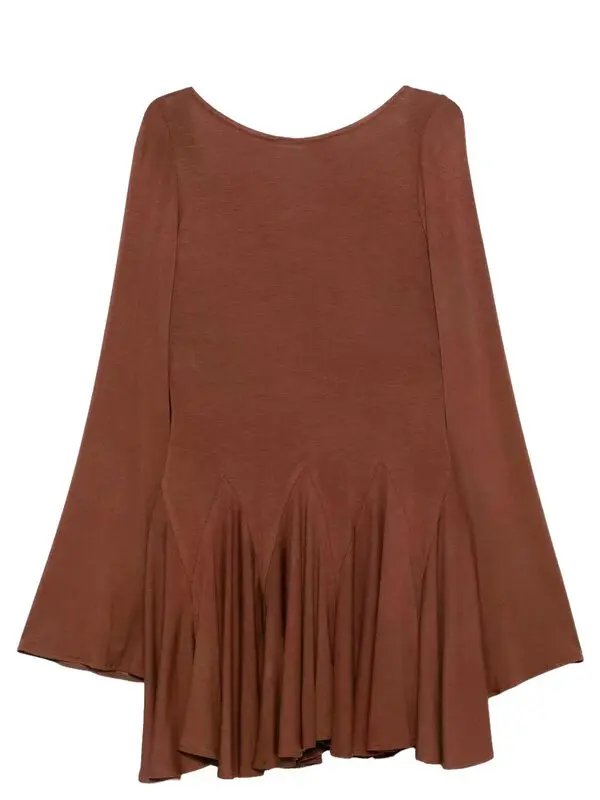 AXEL 113 Bell Flared-sleeve Mini Dress - Brown