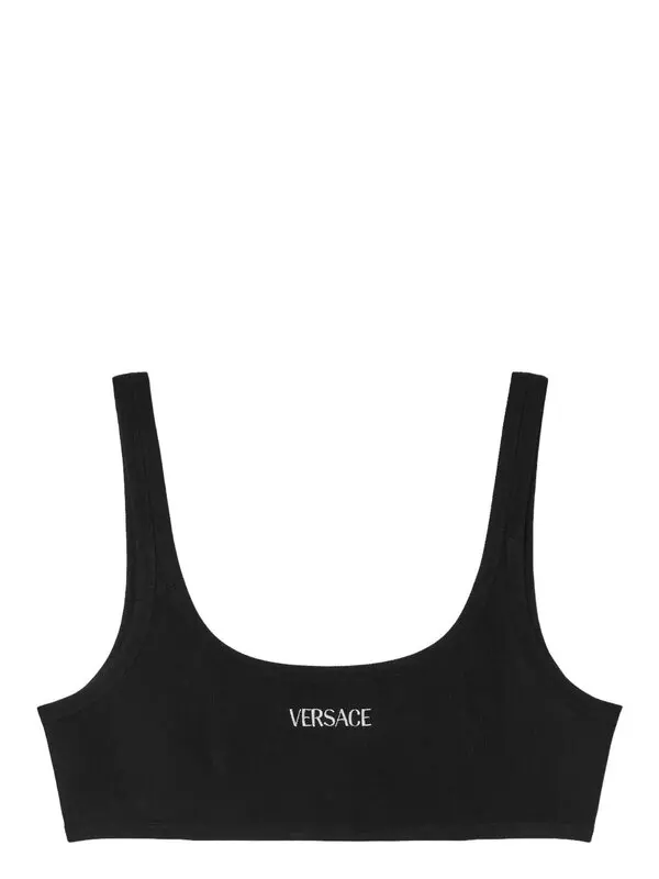 Versace Embroidered-logo Top - Black