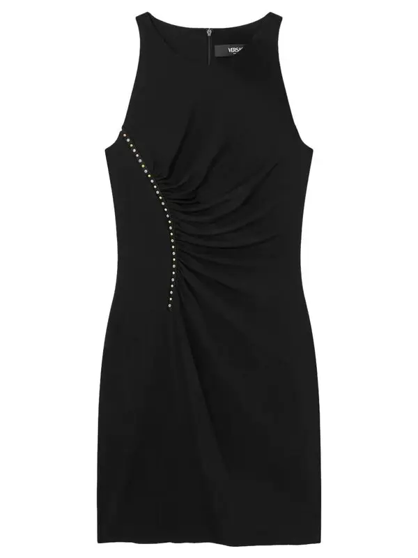 Versace Studded Ruched Mini Dress - Black