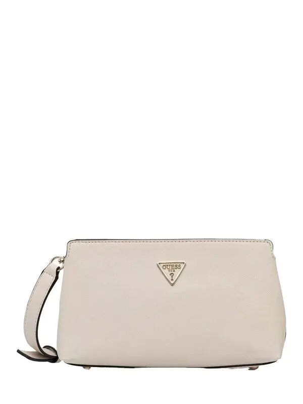 Guess Satchel With Logo Plaque - Neutrals