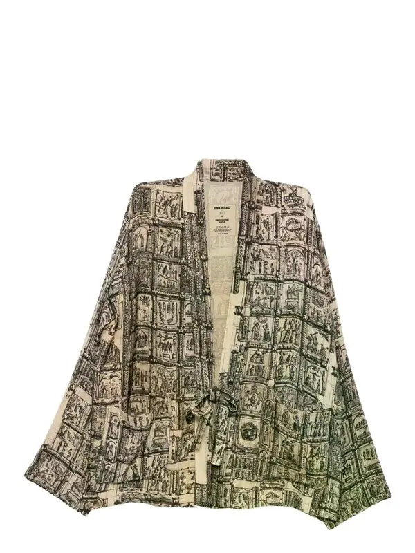 UMA WANG Tie-waist Graphic Jacket - Neutrals