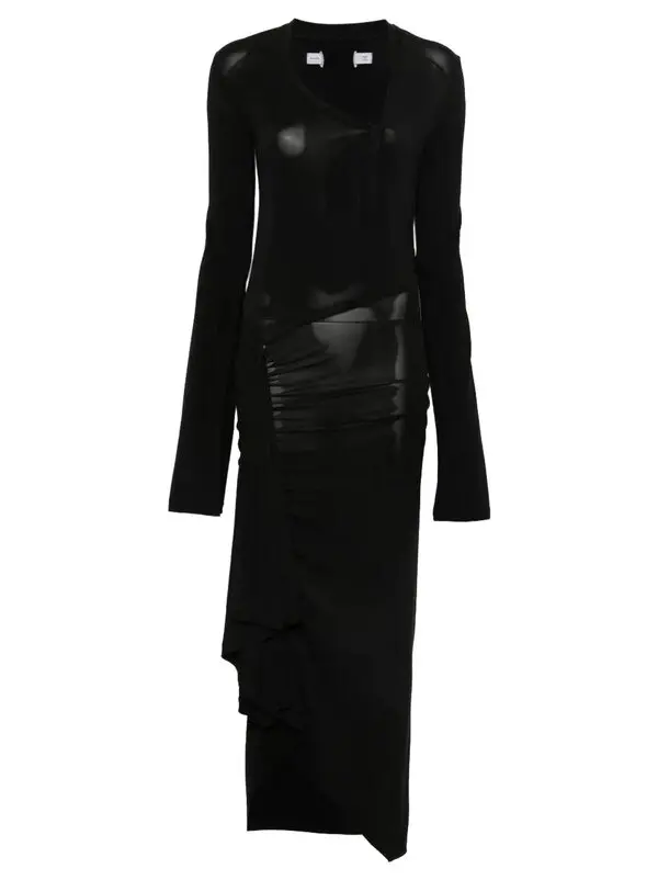 B1ARCHIVE Asymmetric Ruched Dress - Black